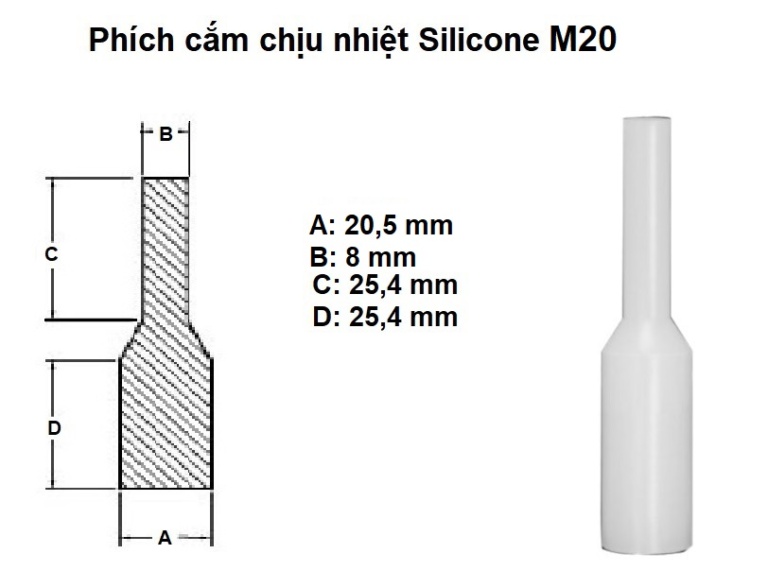 Phích silicone hình trụ cắm xuyên bịt lỗ ren phi 20 cho sơn mạ điện M20 ...
